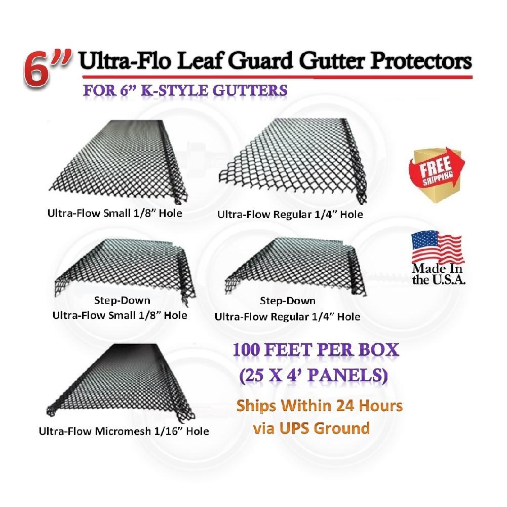 6" Ultra Flo Gutter Leaf Guard. | Regular Hole | 100 Feet | Black – TMS ...